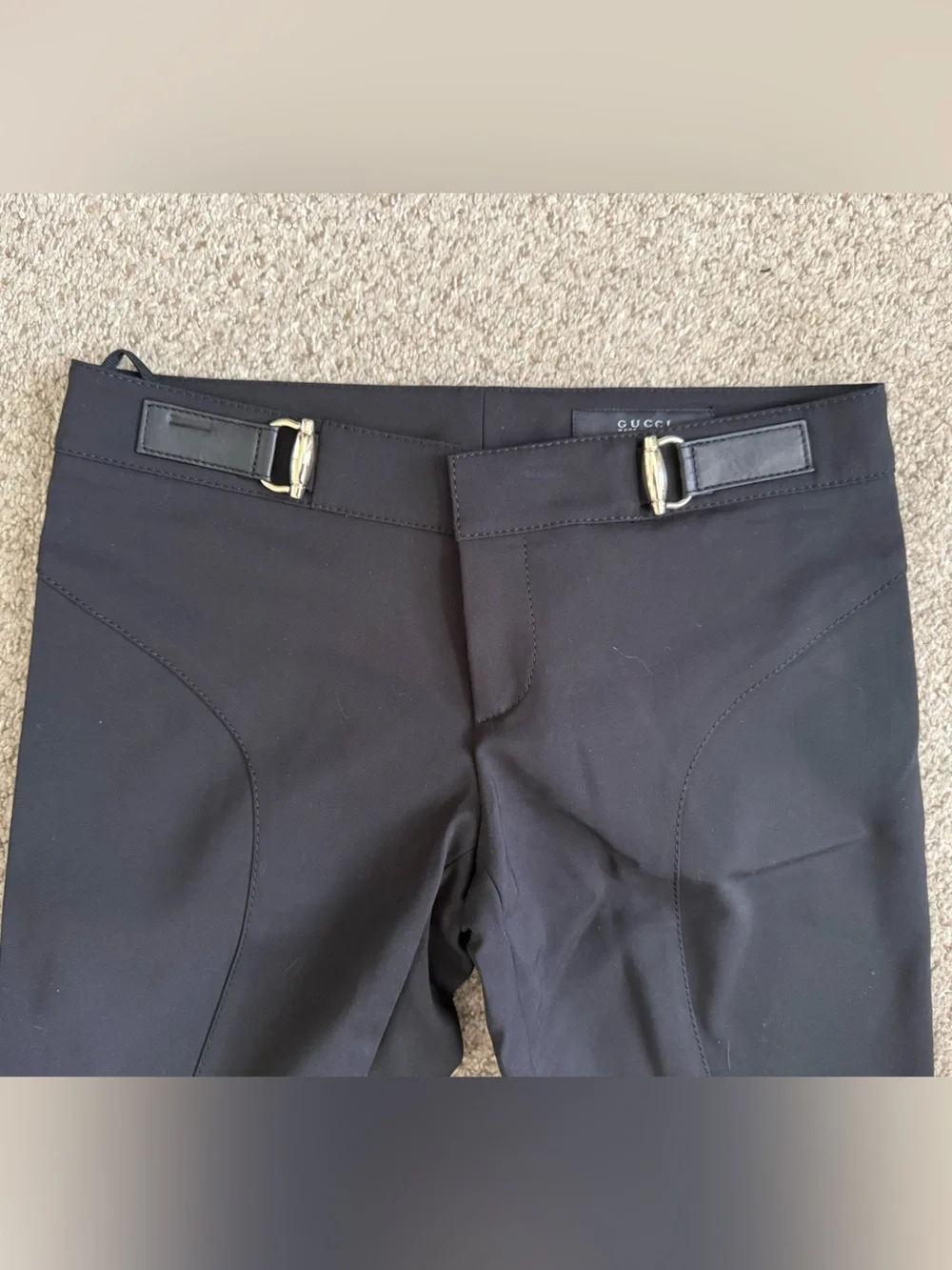 Gucci | Pants & Jumpsuits | Gucci Black Dress Pants With Gold Logo Tabs ...